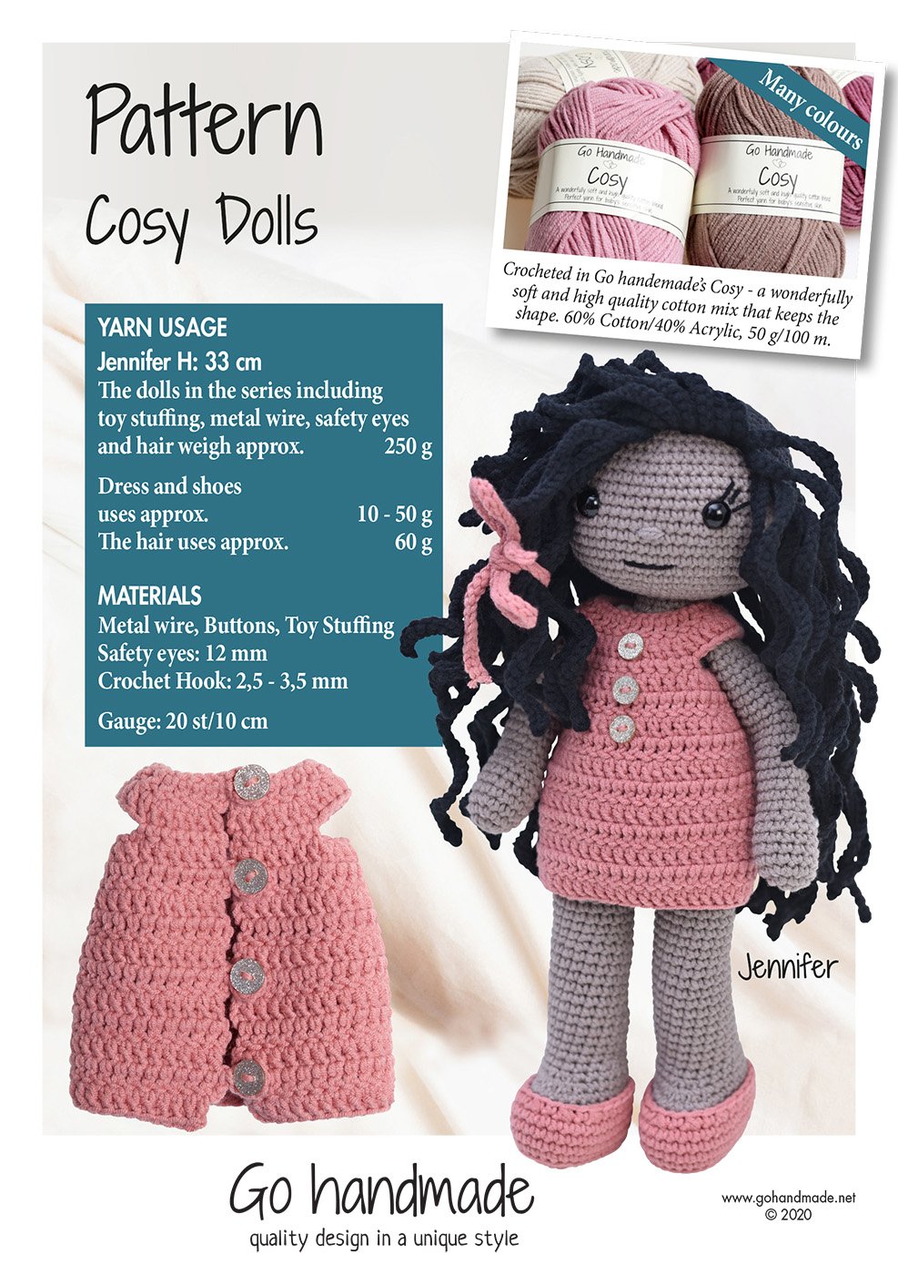 Cosy dolls - Jennifer - UK - Dukker - Go handmade Dsign International A/S