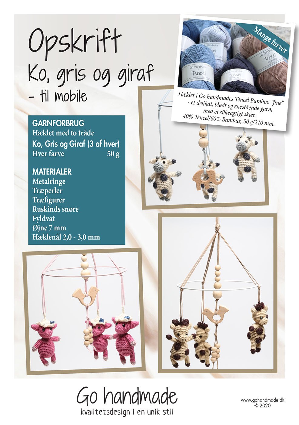 Cow, pig and giraff - for mobile - DK - Pram chains and mobiles - Go ...