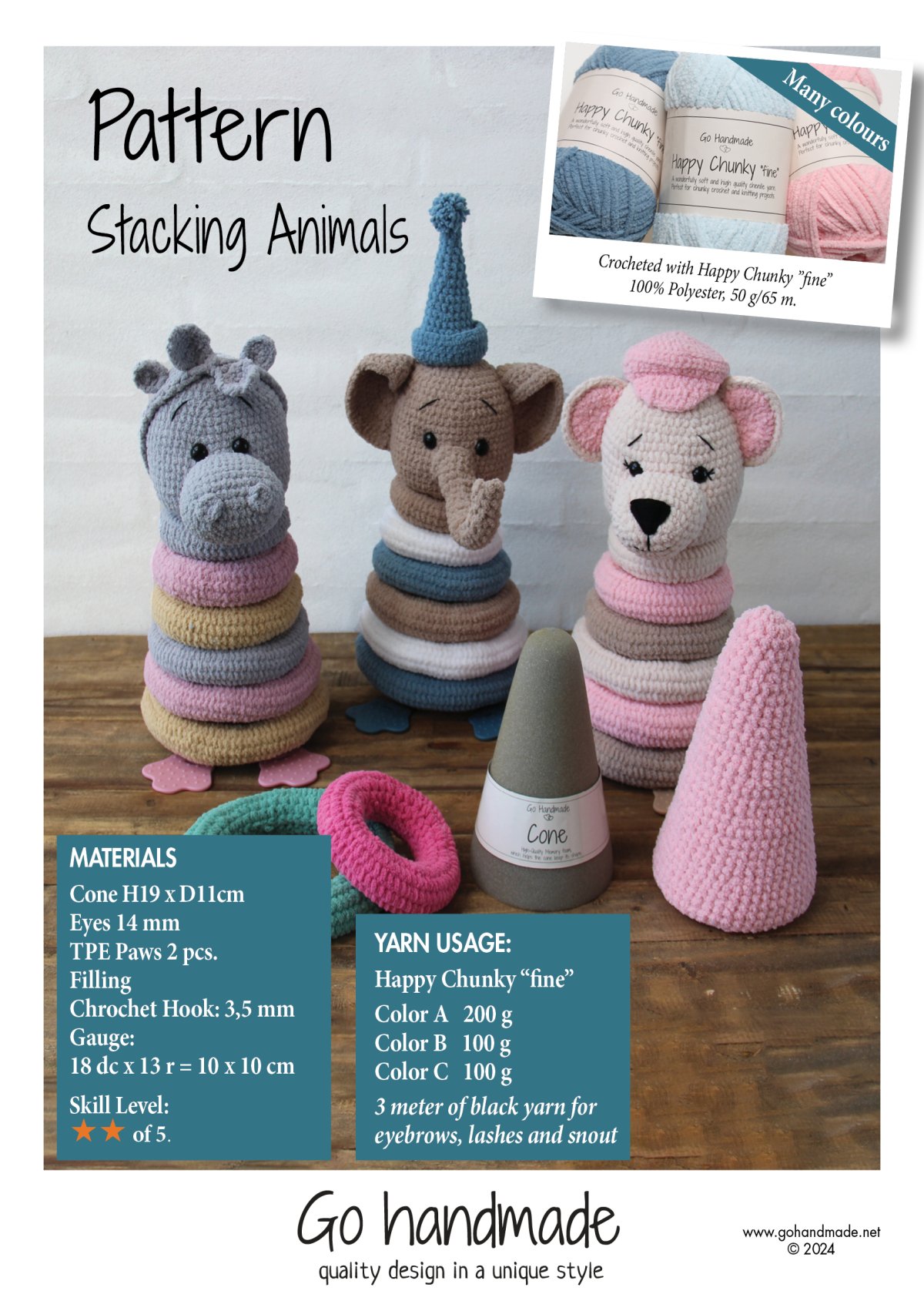 Stacking Animals - UK - Cubes & Cones - Go handmade